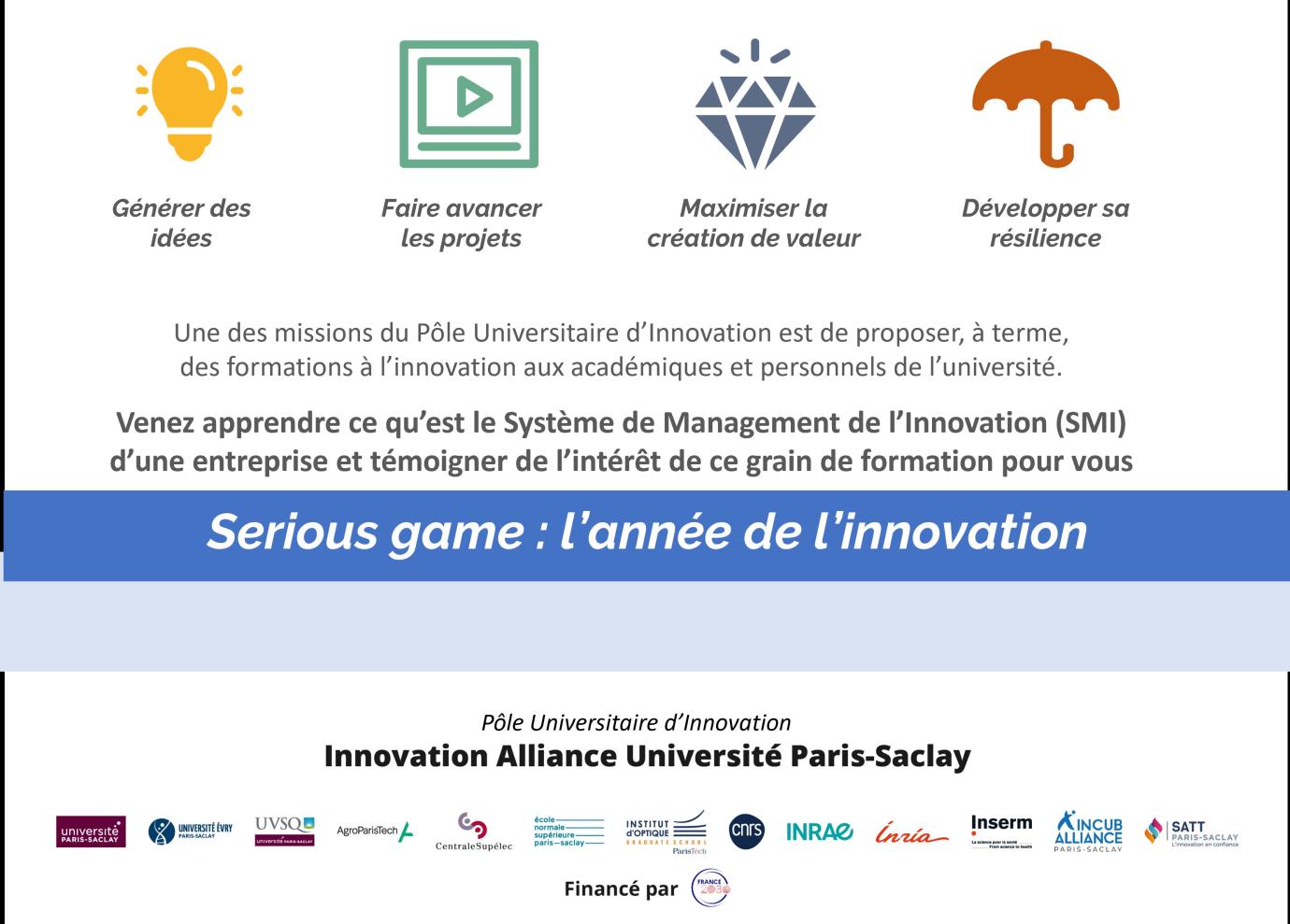 L'année de l'innovation : serious game | Université Paris-Saclay